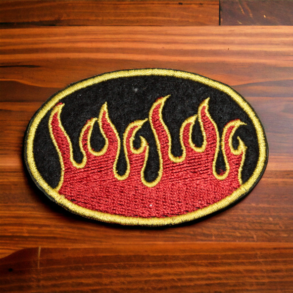 Unbranded | Office | Vintage Oval Flames Embroidered Applique Iron On ...